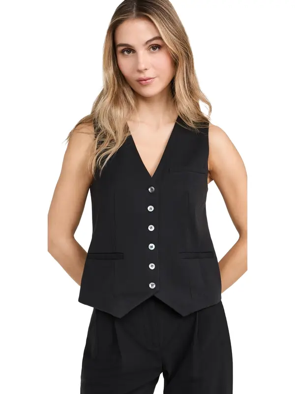 Staud Brett Textured Weave Vest - Black