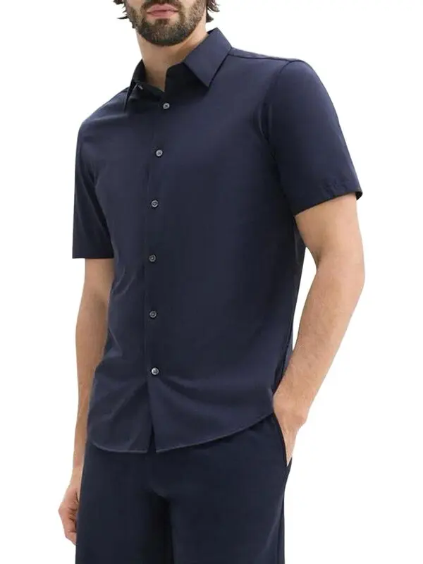 Theory Apos;s Irving Short Sleeve Shirt In Structure Knit - Eclipse