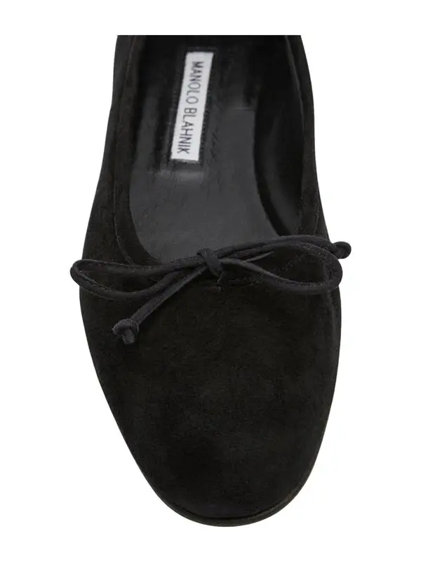 Manolo Blahnik Veralli Suede Ballerina Flats - Black