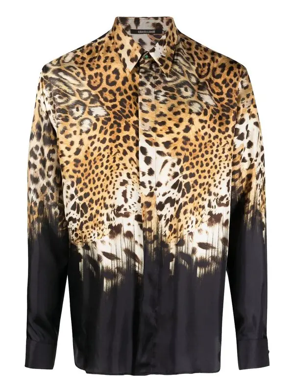 Roberto Cavalli Leopard-print Long-sleeved Shirt - Neutrals