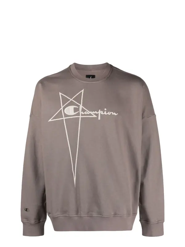 Rick Owens Embroidered-logo Organic-cotton Jumper - Neutrals