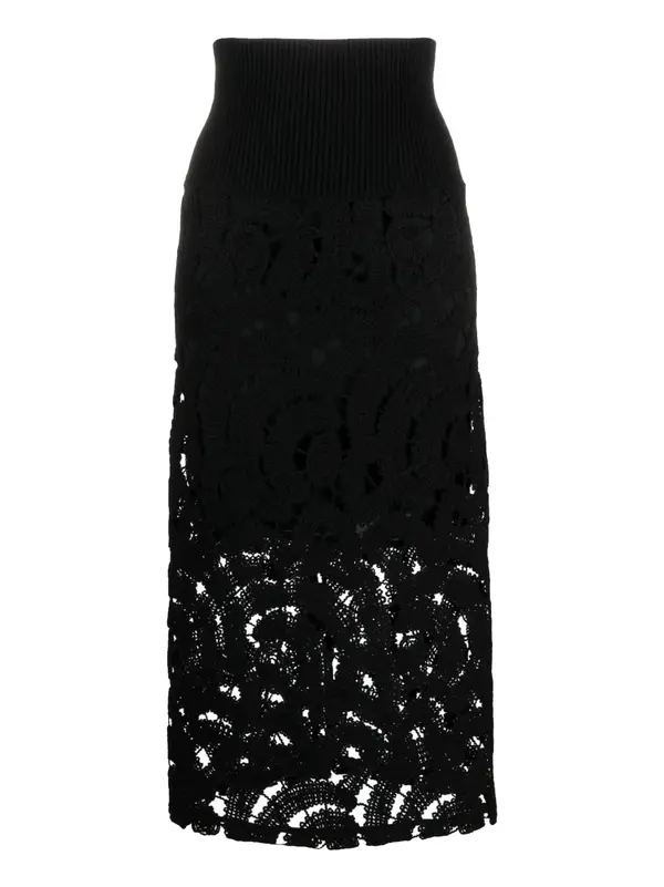 Fabiana Filippi Macramé Midi Skirt - Black