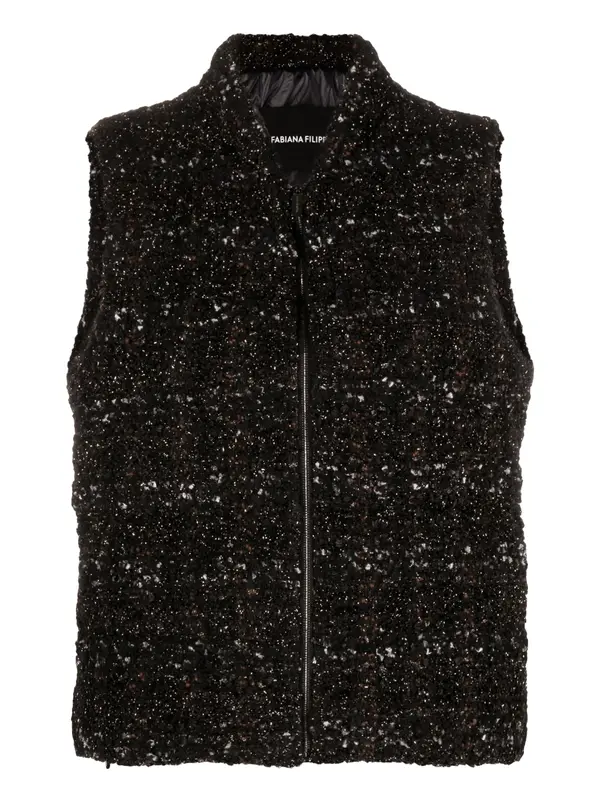 Fabiana Filippi Padded Bouclé Gilet - Black