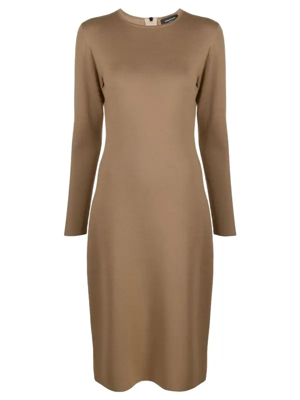 Fabiana Filippi Long-sleeve Knitted Wool Dress - Brown