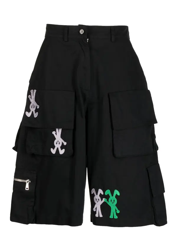 Natasha Zinko Logo-embroidered Cargo Shorts - Black