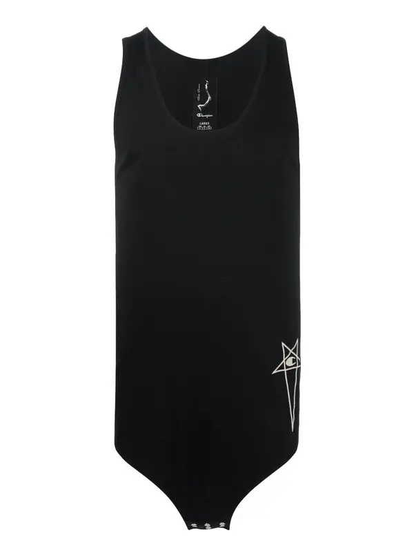 Rick Owens Embroidered Logo Cotton Vest - Black