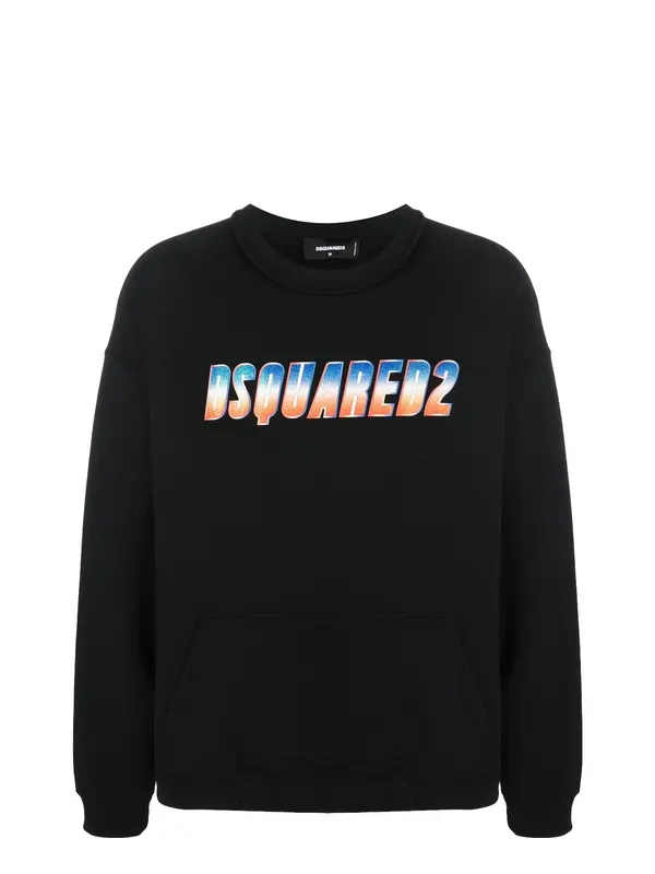 Dsquared2 Glittery Logo Crew Neck Sweatshirt - Black