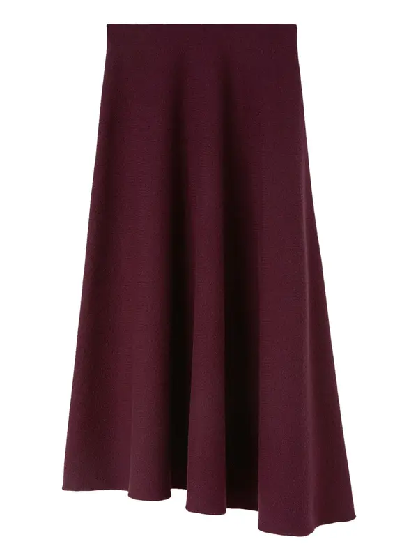 JIL SANDER Wool Flared Long Skirt - Red