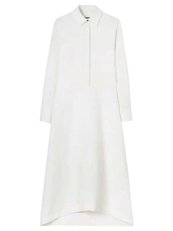 JIL SANDER Long-sleeve Cotton Long Dress - White
