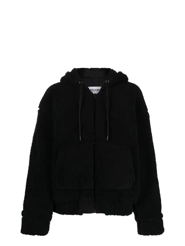 Moschino Crystal-embellished Shearling Hoodie - Black
