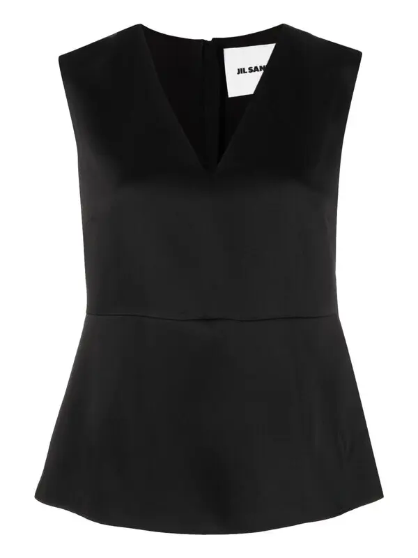 JIL SANDER V-neck Tank Top - Black