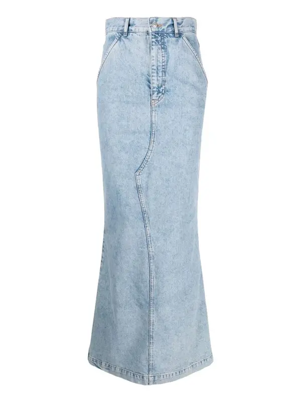 Moschino Long Washed-denim Maxi Skirt - Blue