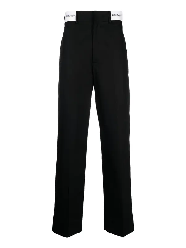 Palm Angels Logo-waistband Chino Trousers - Black