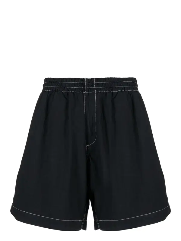 Sunnei Contrast-stitching Cotton Shorts - Black