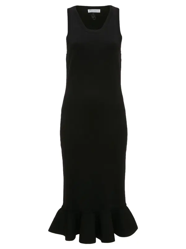 JW Anderson Ruffled-trim Sleeveless Midi Dress - Black