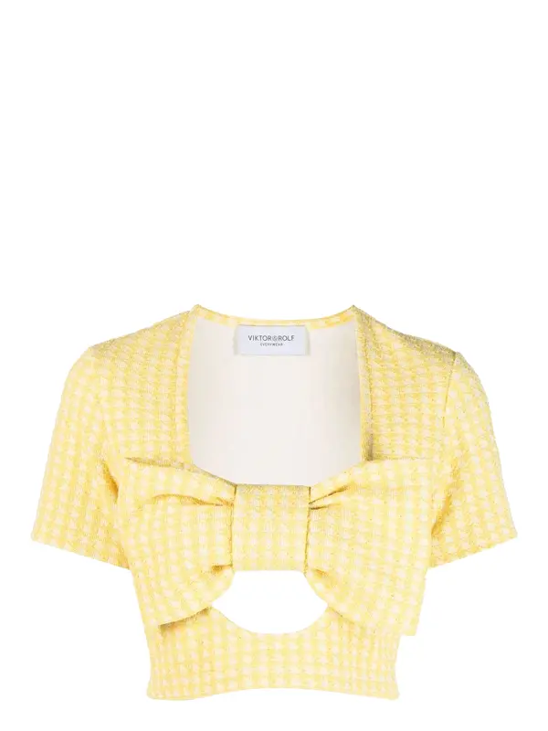 Viktor & Rolf Bandeau Bow Cotton Crop Top - Yellow