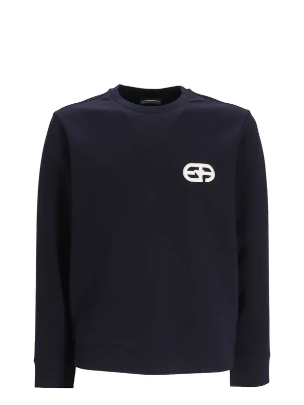 Emporio Armani Logo-patch Long-sleeve Sweatshirt - Blue