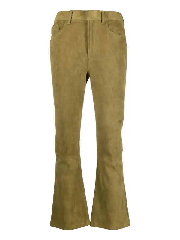PAULA Flared Suede Trousers - Green