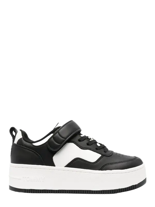 Tommy Hilfiger Leather Flatform Sneakers - Black