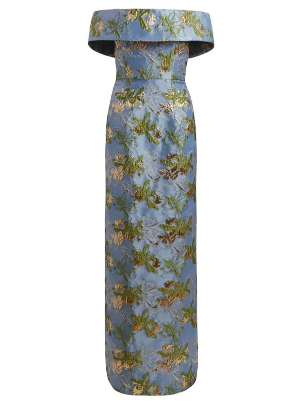 MARKARIAN Clover Brocade-effect Silk Long Dress - Blue
