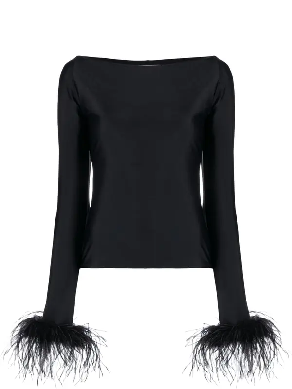 ATU BODY COUTURE Feather-cuffs Top - Black