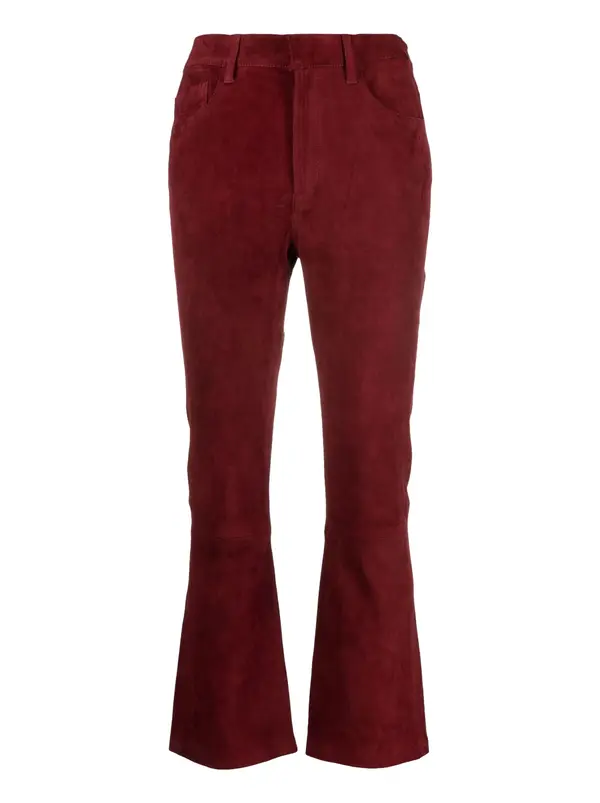 PAULA Flared Suede Trousers - Red