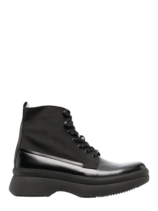 Calvin Klein Lace-up Leather Boots - Black
