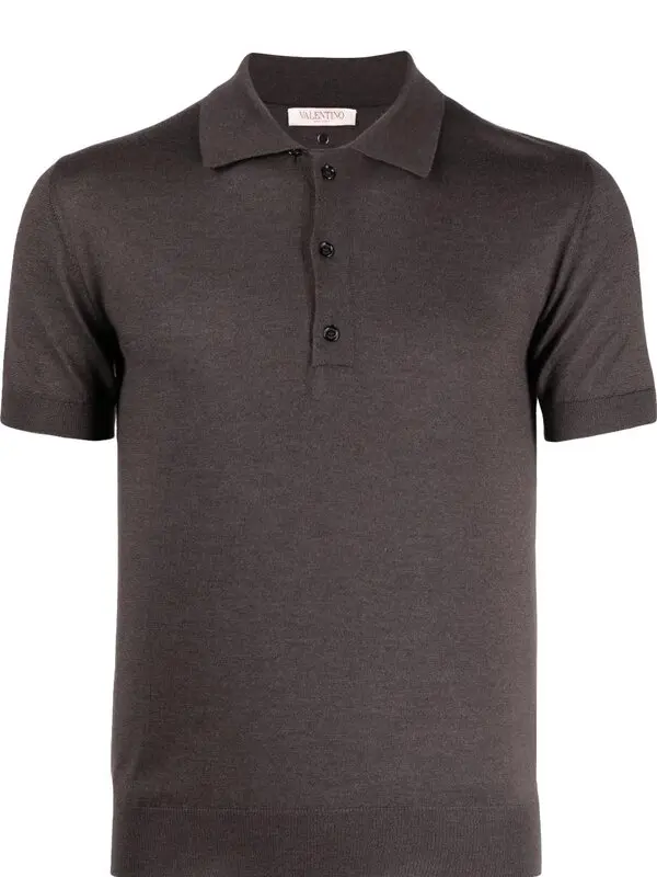 Valentino Garavani Knitted Short-sleeve Polo Shirt - Brown