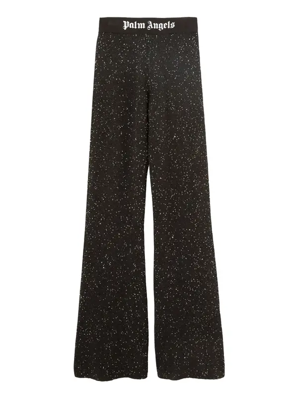 Palm Angels Logo-print Flared Trousers - Black
