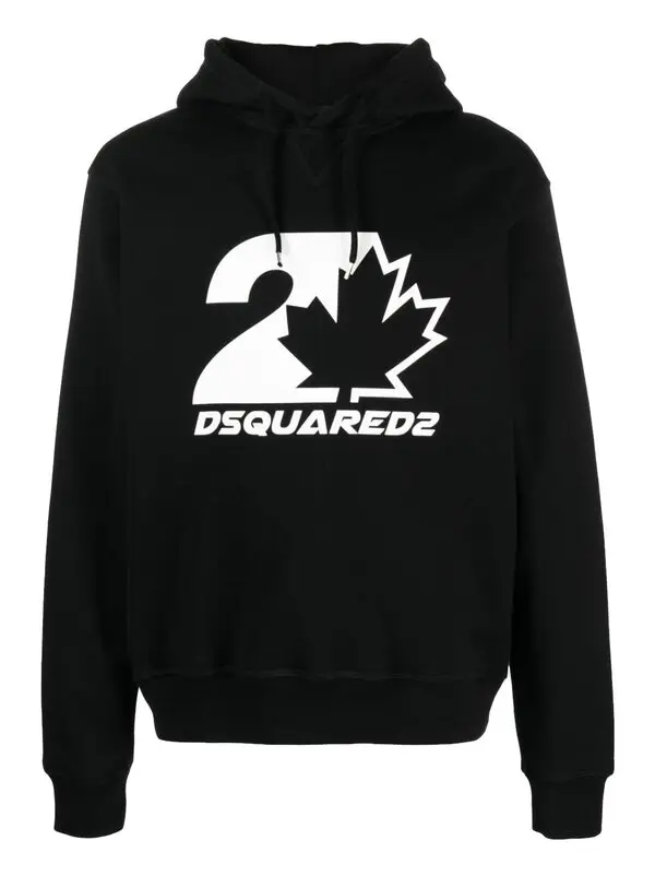 Dsquared2 Logo-print Cotton Drawstring Hoodie - Black