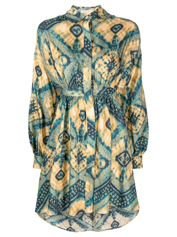 Ulla Johnson Jude Diamond-print Shirt Dress - Blue