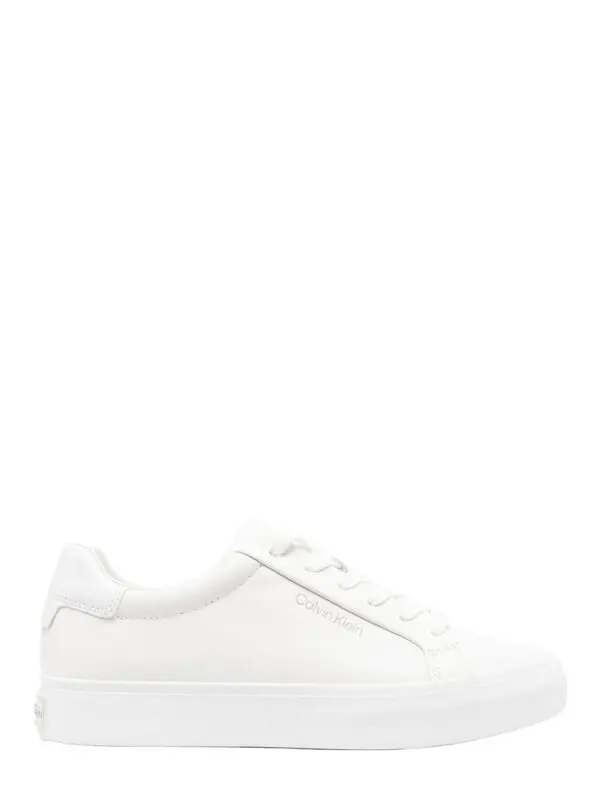 Calvin Klein Calf Leather Lace-up Sneakers - White