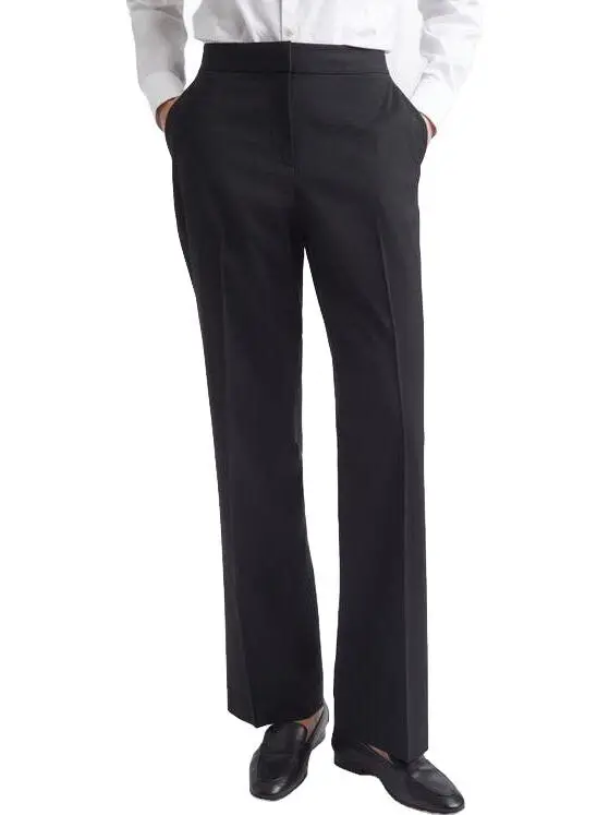 Lafayette 148 New York Irving Straight Leg Stretch Wool Trousers - Black