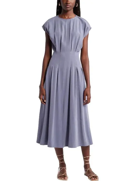 Nordstrom Pleated A-line Midi Dress - Grey Folkstone