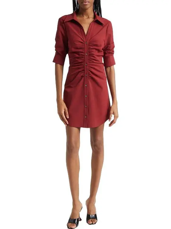 Cinq À Sept Elina Gathered Shirtdress - Wineberry