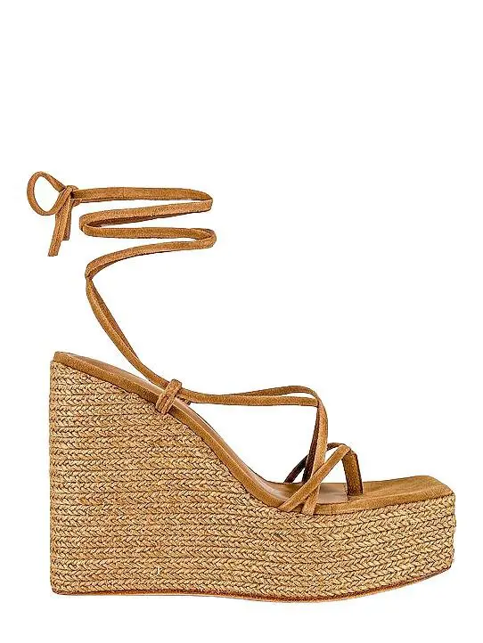 Raye Saige Suede Wedge Sandal - Tan