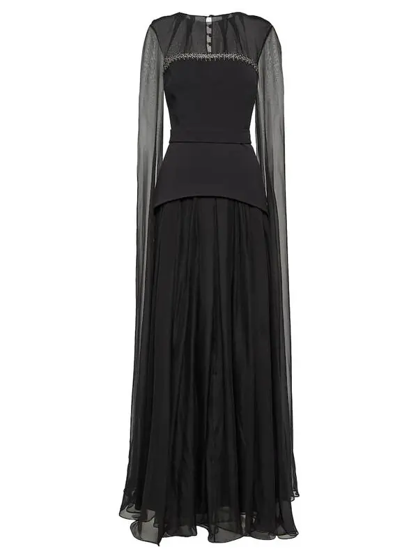 Safiyaa Gloria Silk And Crêpe Gown - Black