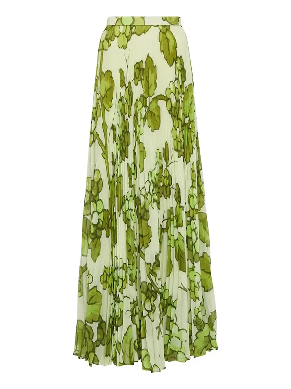 Etro Printed Pleated High-rise Maxi Skirt - Green