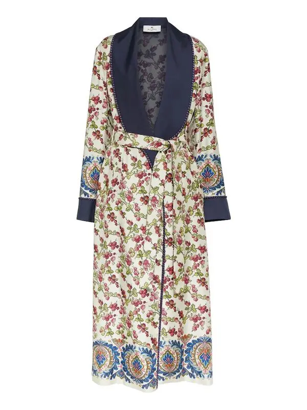 Etro Belted Printed Silk Coat - Multicoloured
