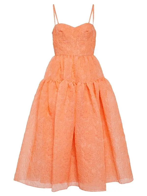 Erdem Abelia Organza Cloque Midi Dress - Orange