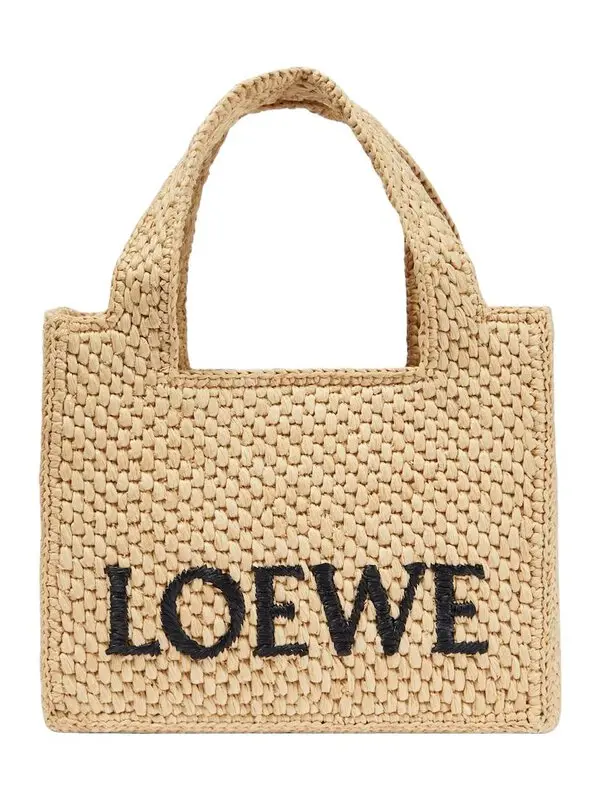 Loewe Logo Raffia Tote Bag - Beige