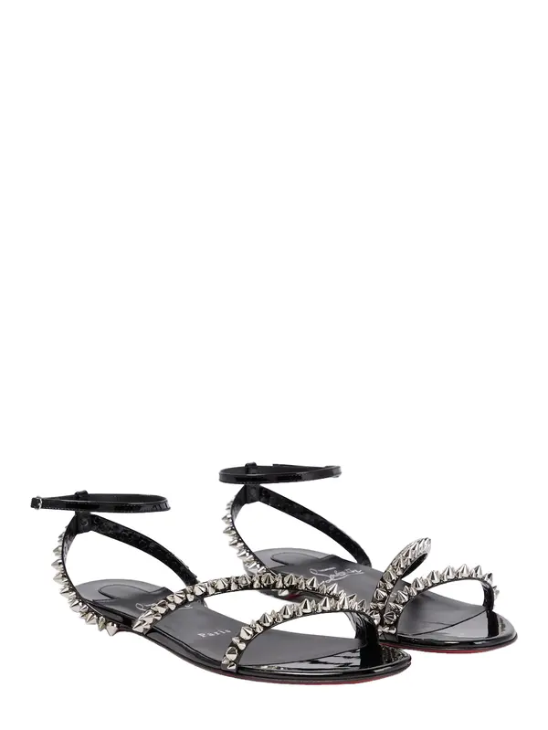 CHRISTIAN LOUBOUTIN Mafaldina Spikes Leather Sandals - Black