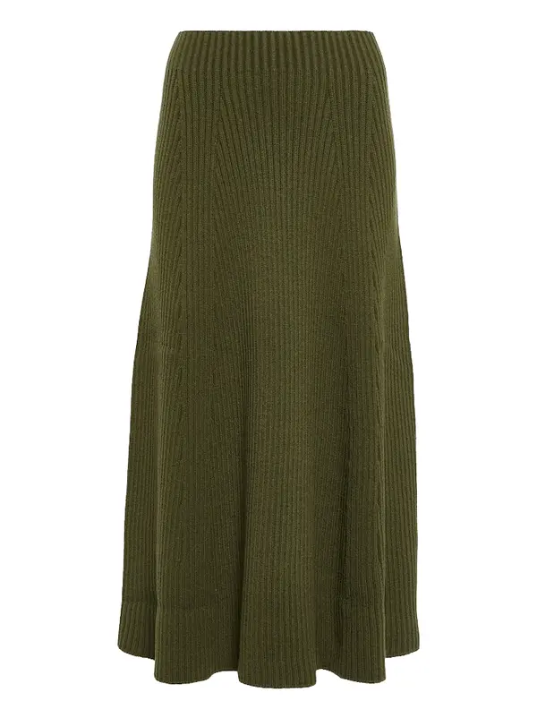 Chloé Ribbed Wool Maxi Skirt - Green
