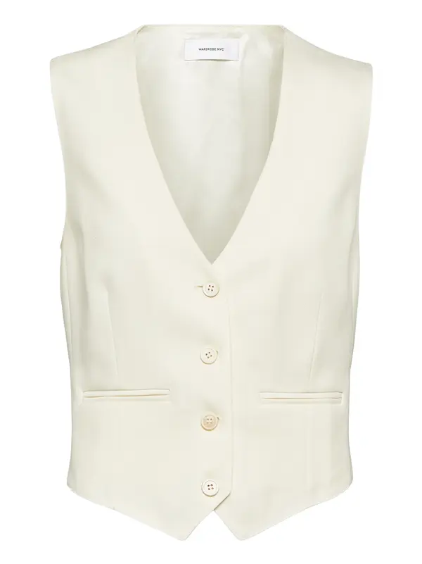 Wardrobe.NYC Cropped Wool Vest - White