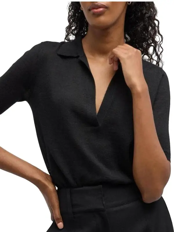 Gabriela Hearst Frank Cashmere Polo Top - Black
