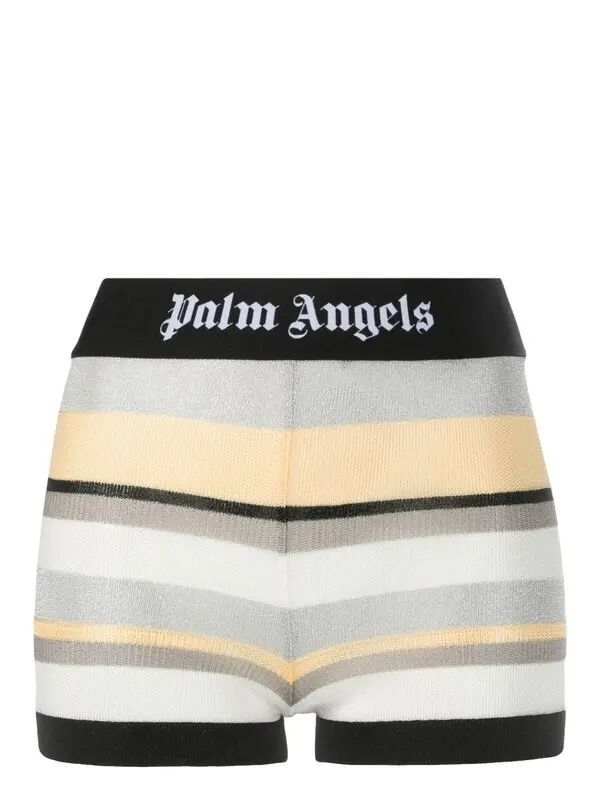 Palm Angels Striped Lurex-knit Mini Shorts - 8401 Multicolor White