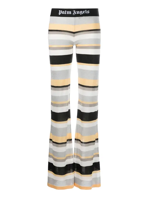 Palm Angels Striped Lurex Knit Trousers - White