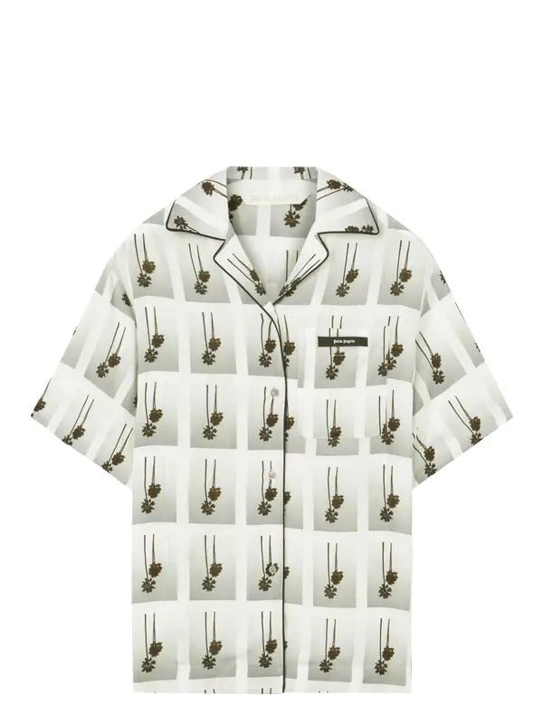 Palm Angels Mirage Palm-tree Print Bowling Shirt - White