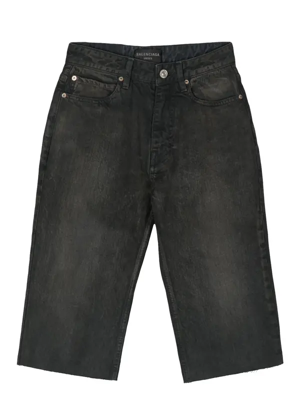 Balenciaga Logo-patch Denim Shorts - Black