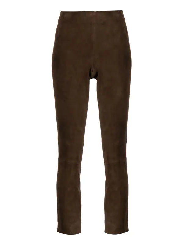 Vince Cropped Suede Trousers - Brown